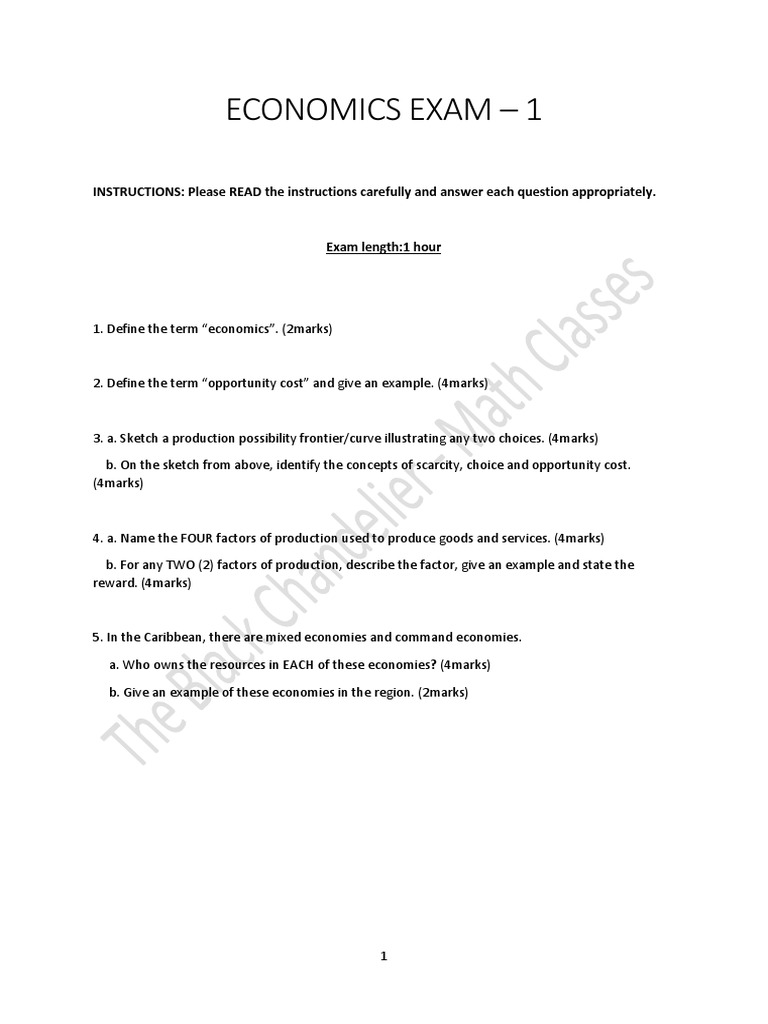 Economics Exam 1 | PDF