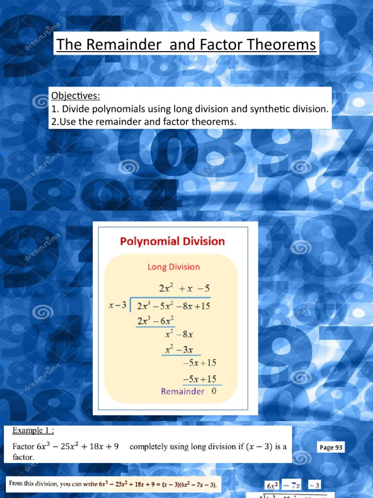 ch2.3The Remainder and Factor Theorems | PDF