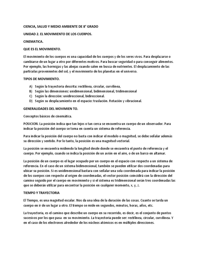 Unidad 2 Ciencias de 8° Grado | PDF