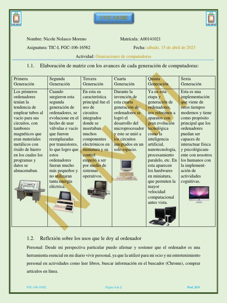 Plantilla para Tareas de TIC | PDF | Electrónica | Tecnología de información y comunicaciones