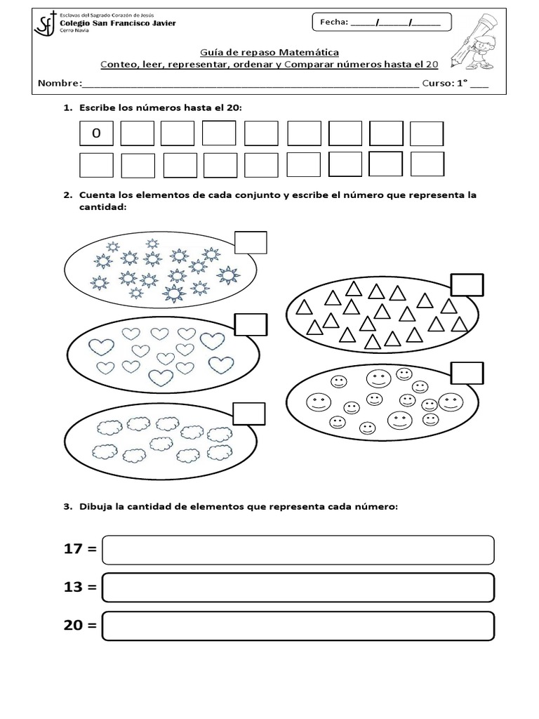 Guiia de Repaso Números Hasta El 20 | PDF | Métodos y materiales de ...