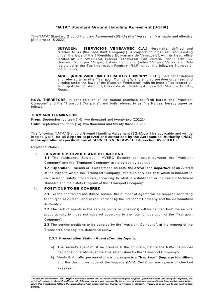 IATA Standard Ground Handling Agreement 2023 | PDF | Baggage | Employment