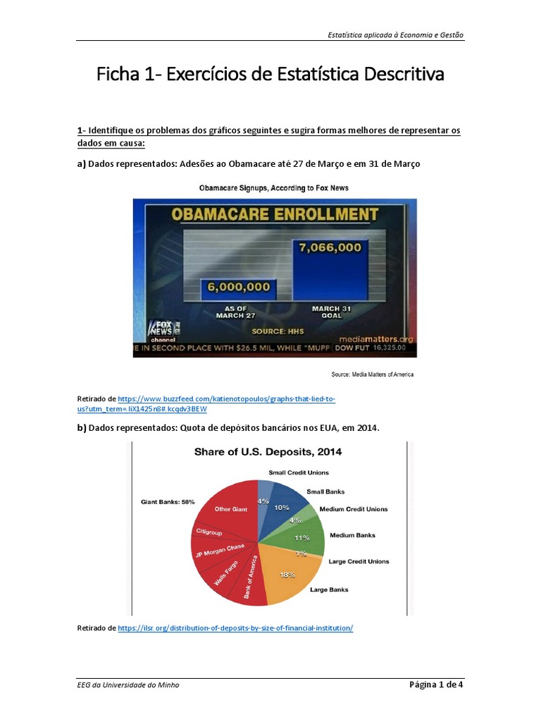 Ficha 1 - Estatística descritiva | PDF