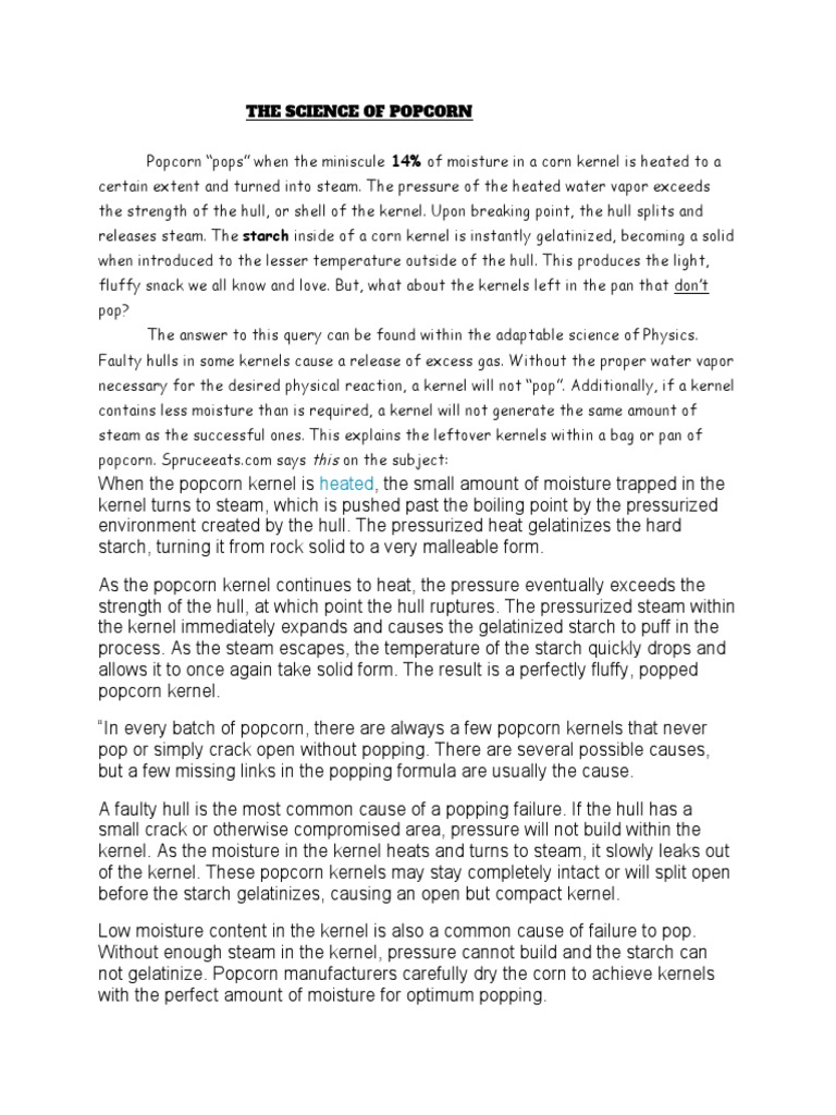 2023 Science Project | PDF | Popcorn | Applied And Interdisciplinary ...