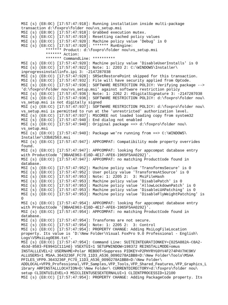 VSMsi Log 0 E86 Ew | PDF | Computer Science | Microsoft Windows