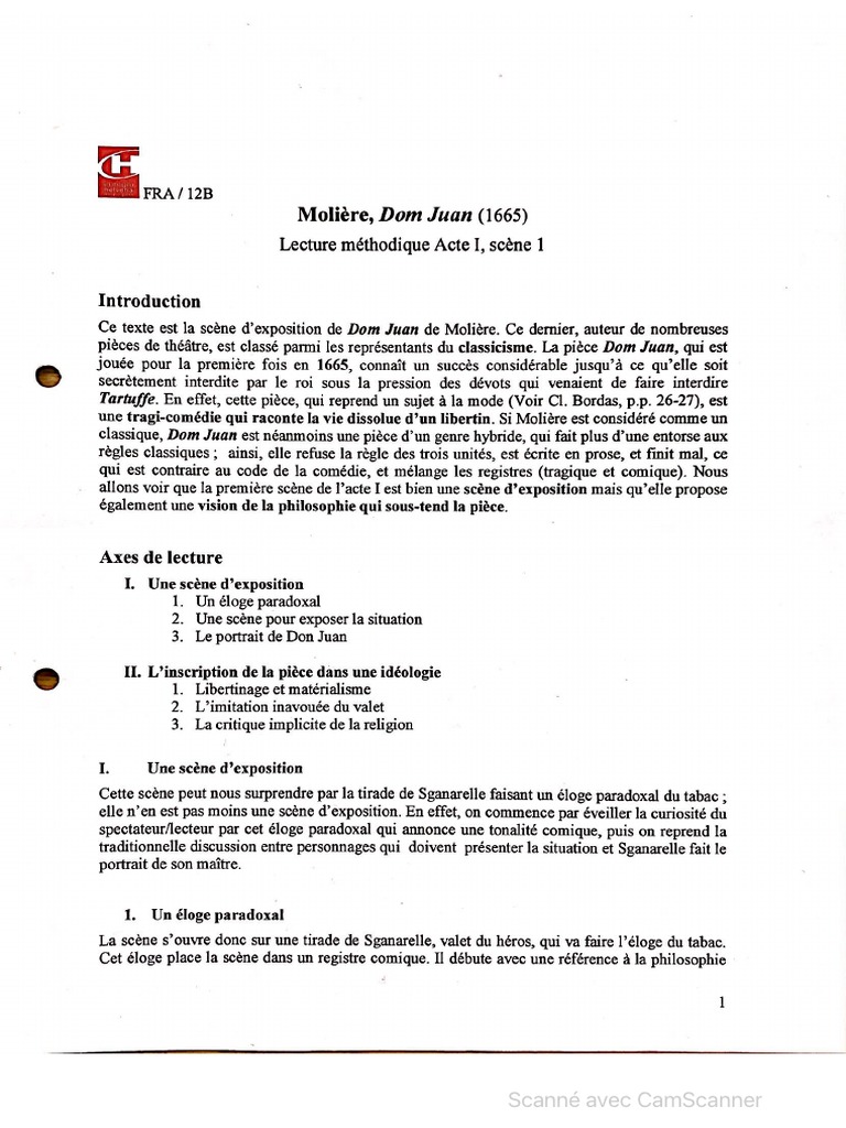 LM1 Dom Juan Acte I sc1 | PDF