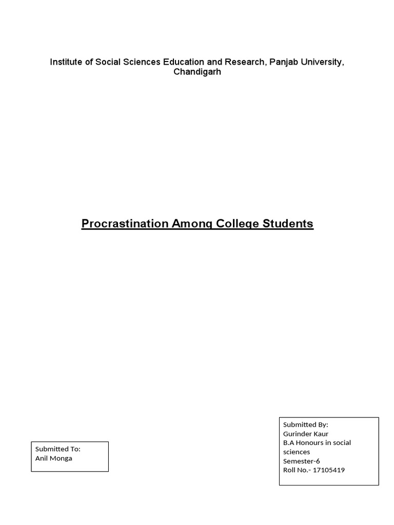 Procrastination Among College Students - Gurinder Kaur-Converted 2 | PDF Procrastination Among College Students - Gurinder Kaur-Converted 2 | PDF