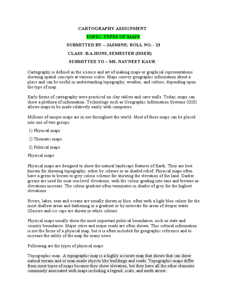 Cartography Assignment | PDF | Map | Cartography