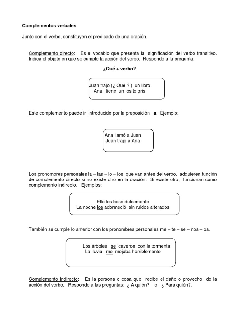 Complementos Verbales | PDF