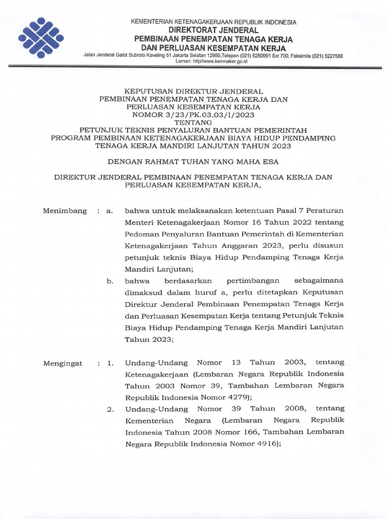 Juknis Pendamping TKM Lanjutan 2023 | PDF