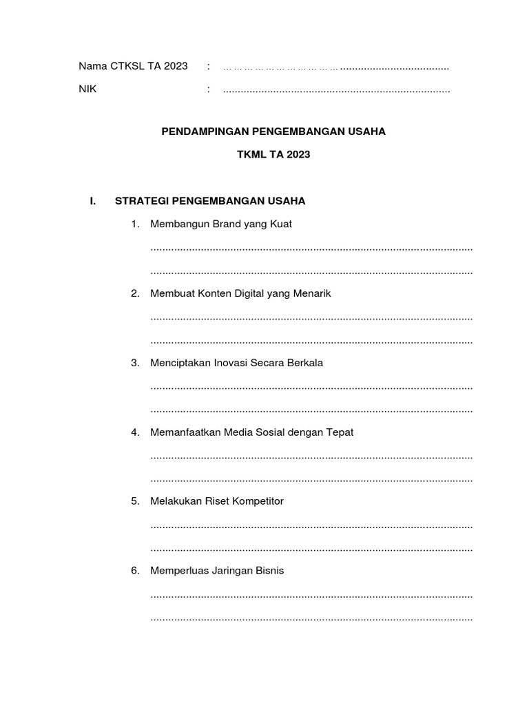 Format Tulisan Pendampingan TKM Lanjutan 2023 | PDF