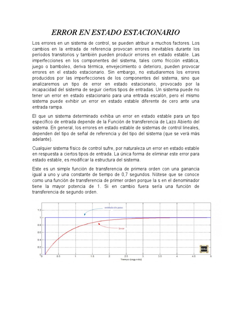 Error en Estado Estacionario | PDF | Ecuaciones | Sistema de control