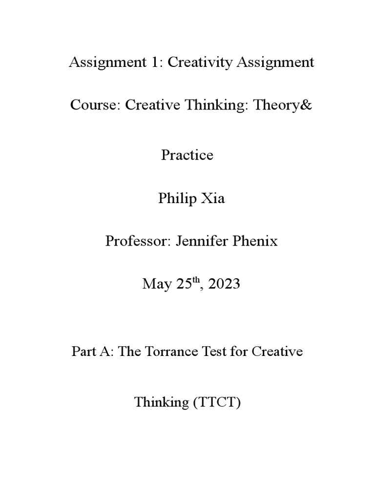 Creativity Assignment | PDF | Creativity | Metaphysics Of Mind