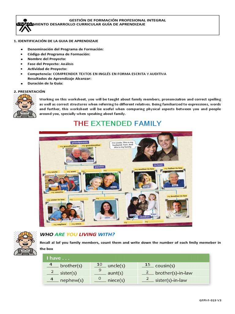 Guía de Aprendizaje. THE FAMILY (1) (1).docx JAROLD | PDF | Linguistics ...