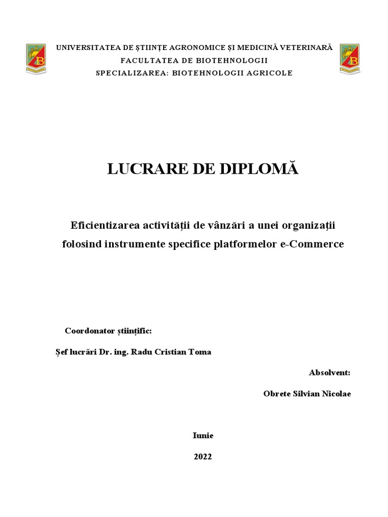 Obrete Silvian Nicolae - Lucrare de Diploma - Docx 1 | PDF