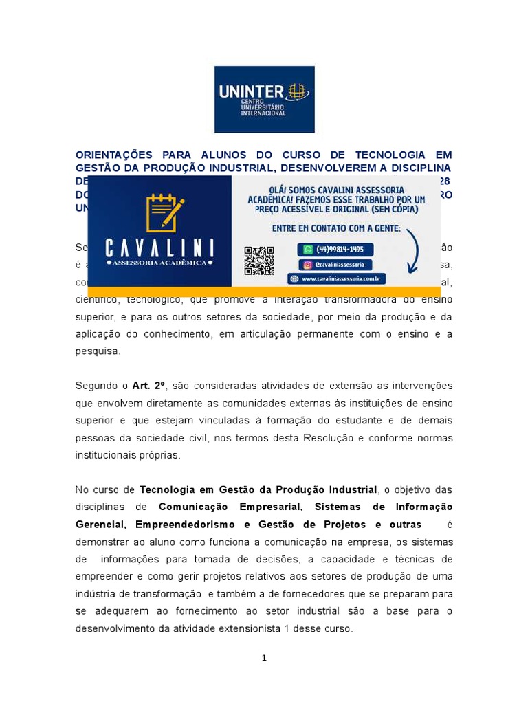 Atividade Extensionista 1 - Uninter | PDF