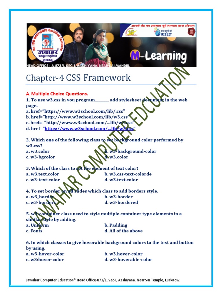 Ch-4-Css-framework Mcq Eng (1) (1) | PDF