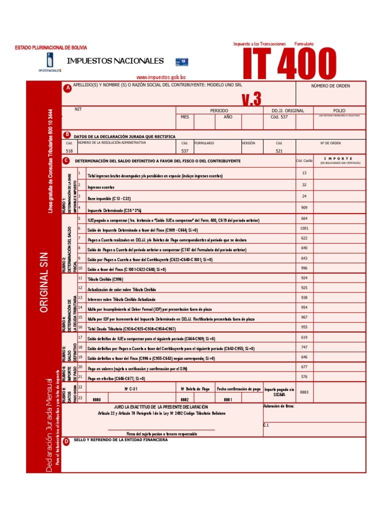 Formulario 400 IT | PDF | Impuestos | Microeconomía