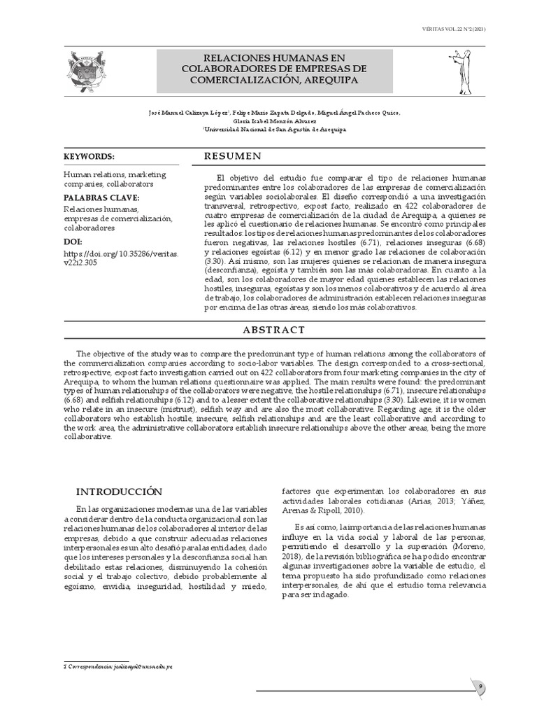Relaciones Humanas en Colaboradores de Empresas de Comercialización ...