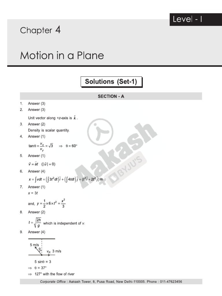 CLS MED 22 23 XI Phy Package 2 Level 1 Chapter 4 | PDF