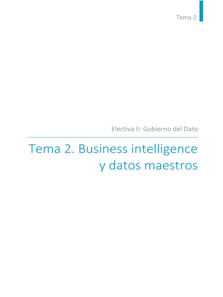 Tema 2. Business Intelligence y Datos Maestros | PDF | Inteligencia de negocios | Big Data
