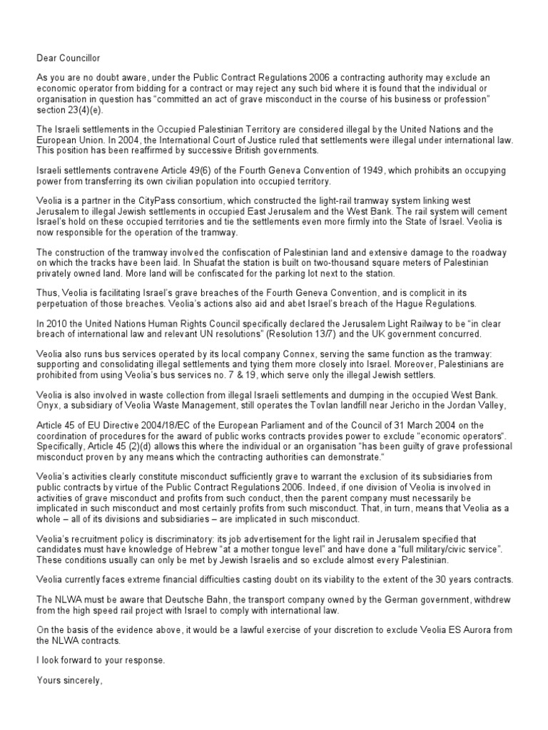Model Letter To Councillors Sept 2011 | PDF