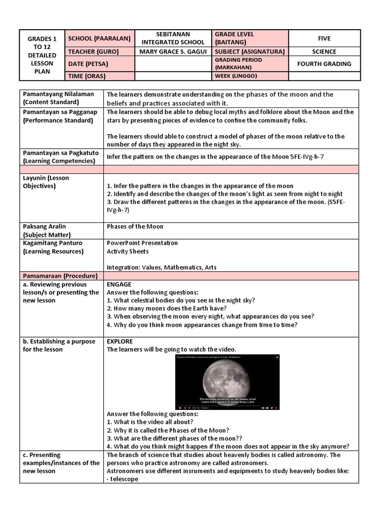 Q4 - Sci-DLP - Phases of The Moon | PDF | Moon | Astronomy