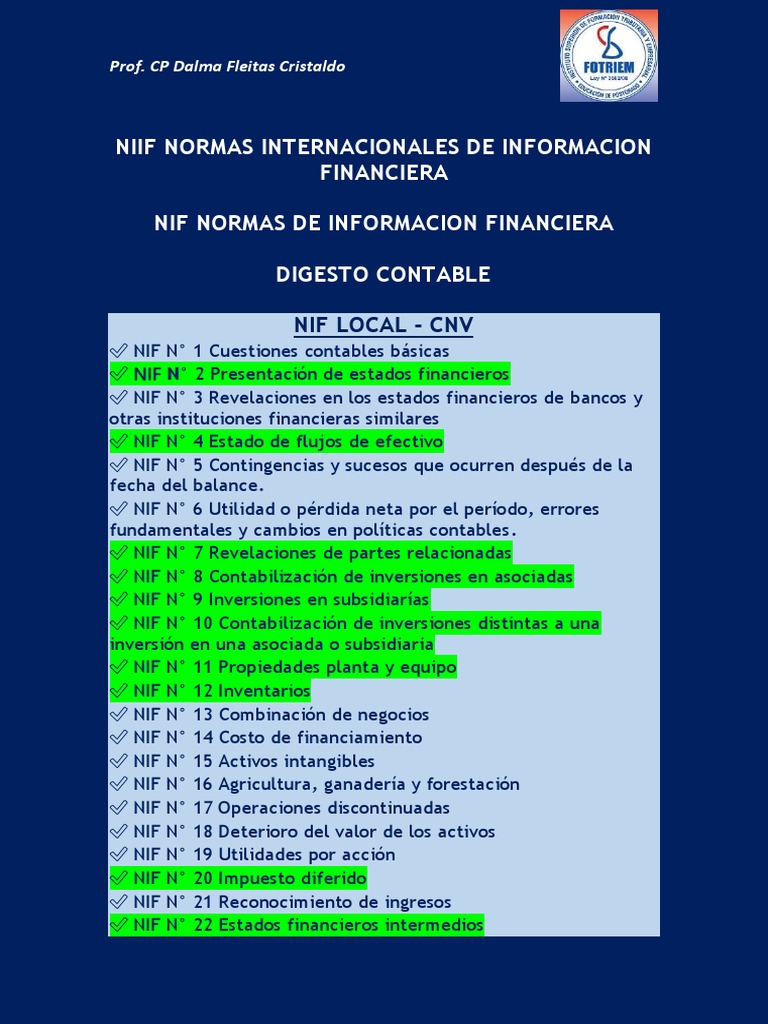 0.indice NIIF NIC Vigentes | PDF | normas internacionales de ...