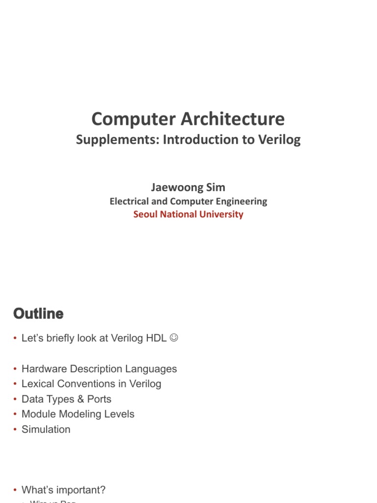 S1 Introduction To Verilog | Download Free PDF | Hardware Description Language | Computer ...