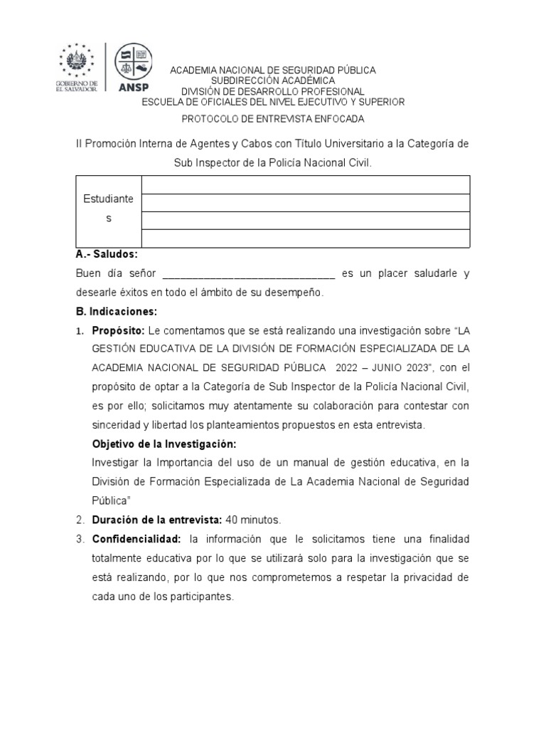 LA ENTREVISTA Ancheta | PDF