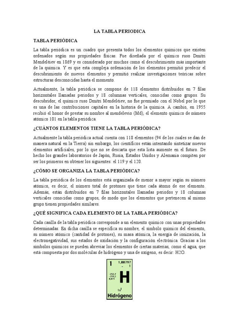 Tabla Periodica Pdf Tabla Periódica Elementos Químicos