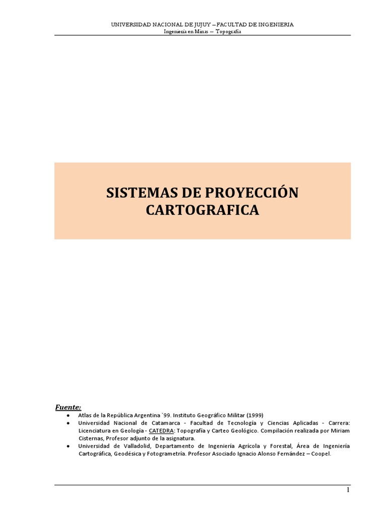 Teorico Sistemas de Proyeccion Cartografica - Catedra de Topografia FI ...