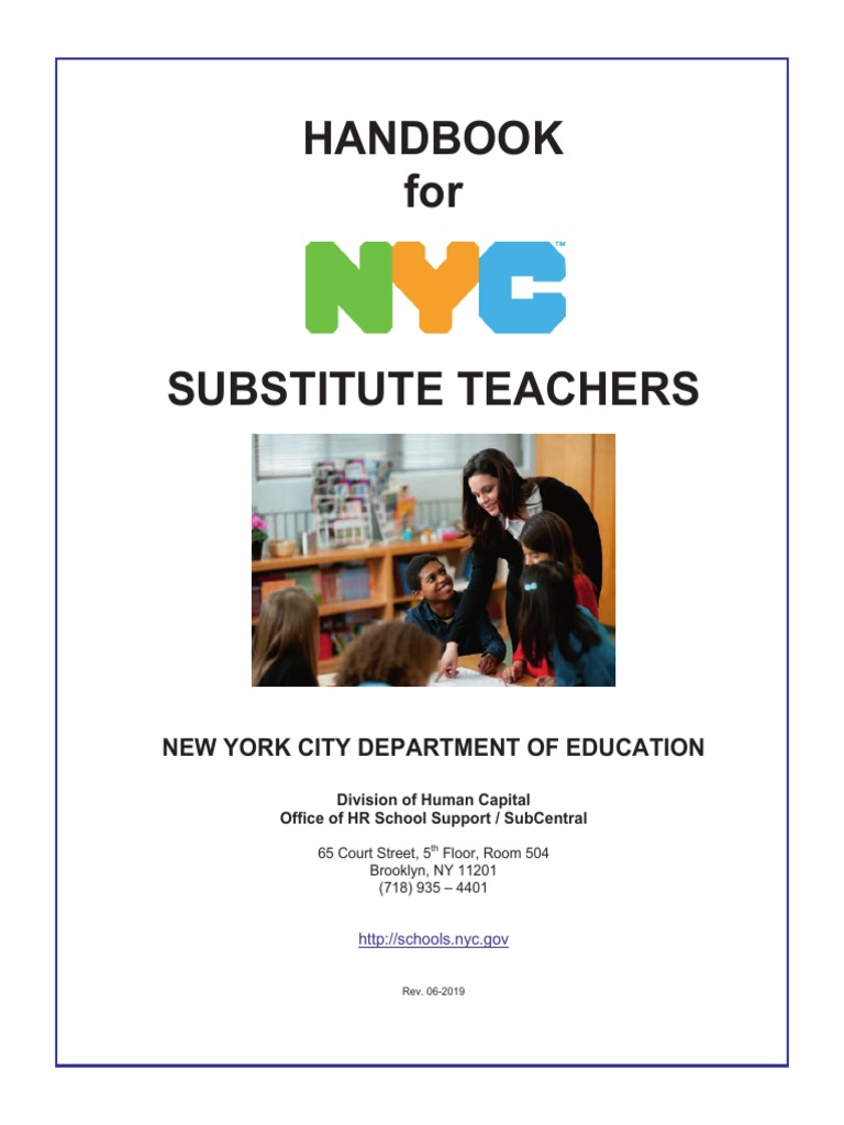 Substitute Teacher Handbook 2020 | PDF | Teachers | Personal ...