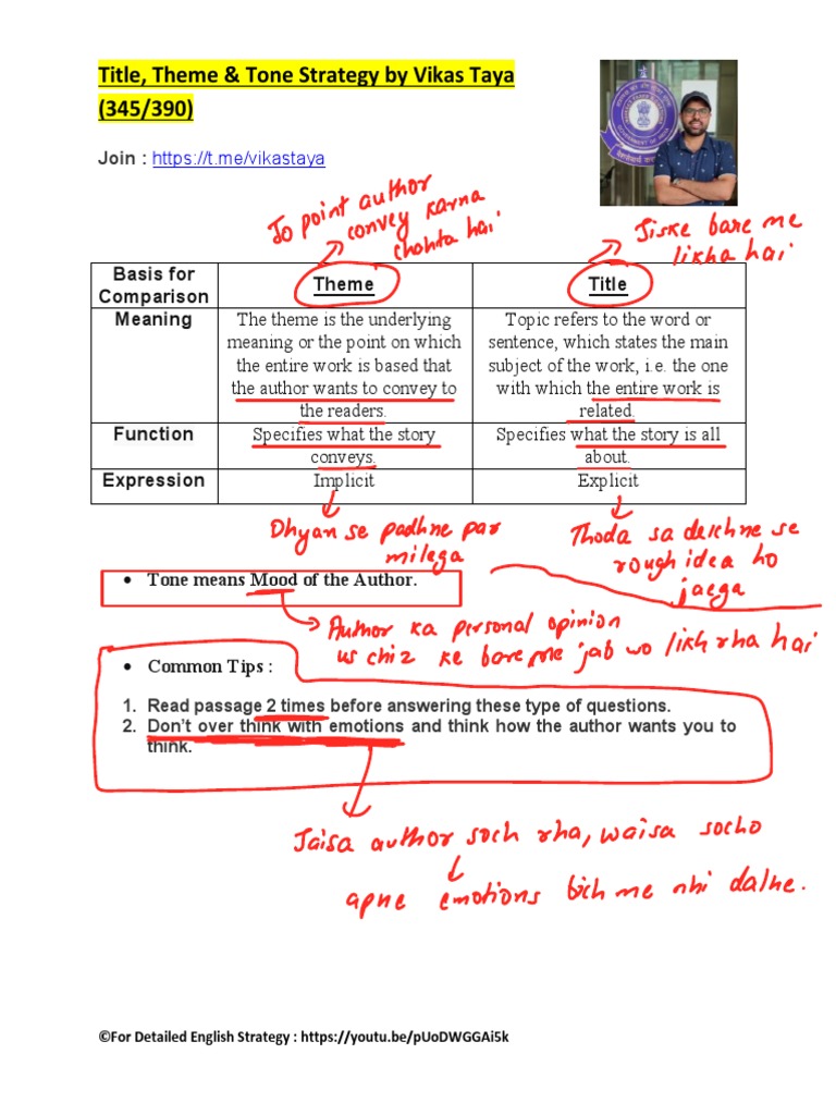 Title, Theme & Tone Explained | PDF
