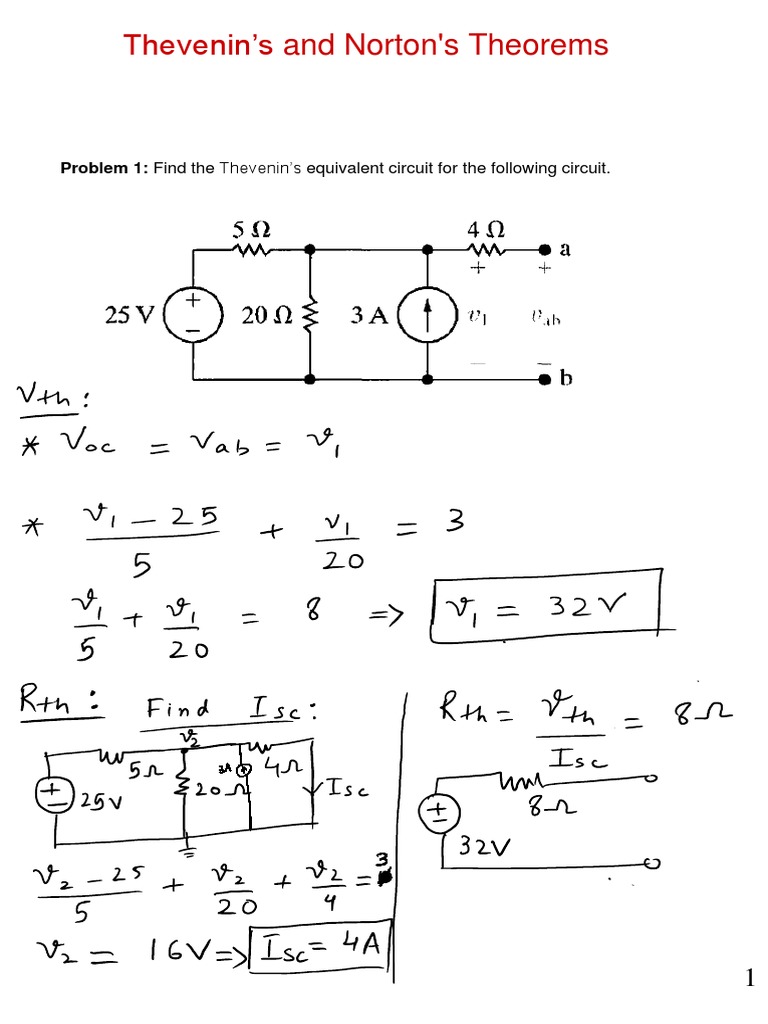 Problems Thevenin's and Nortons Theorems - Solution | PDF | Analog Circuits | Electrical Circuits