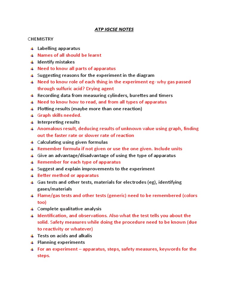 Igcse Atp Notes | PDF | Experiment | Gases