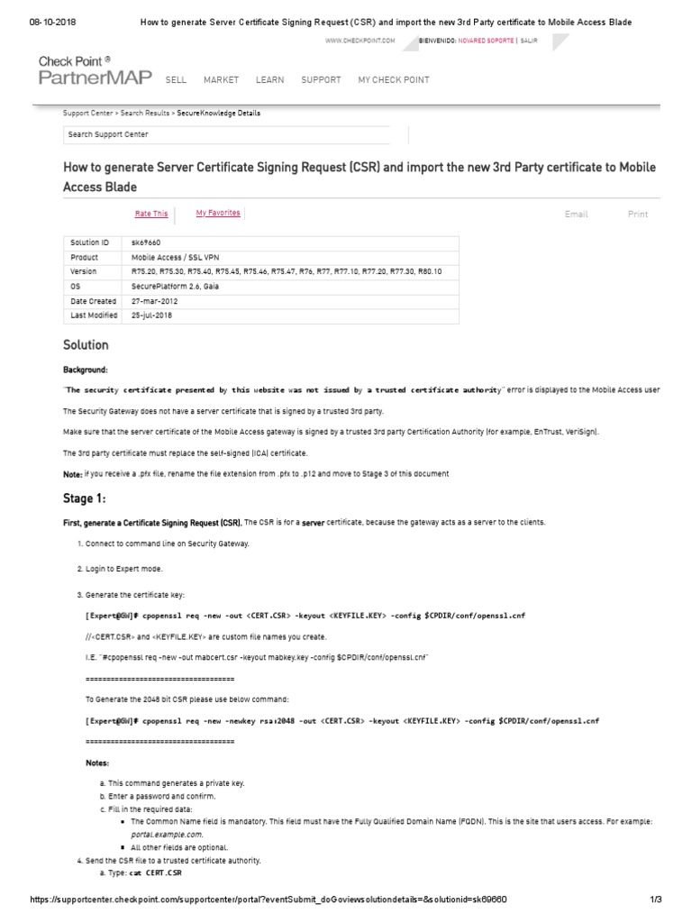 Generate CSR for Mobile Access Blade | PDF | Computers