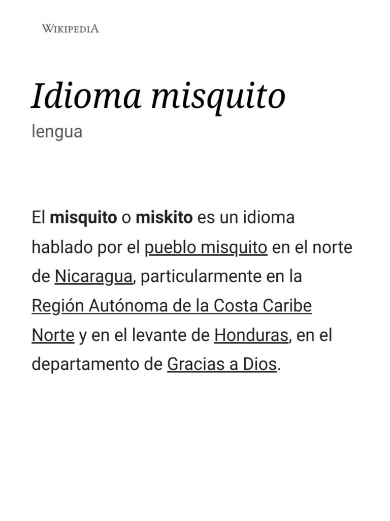 Idioma Misquito - Wikipedia, La Enciclopedia Libre | PDF | Comunicación ...