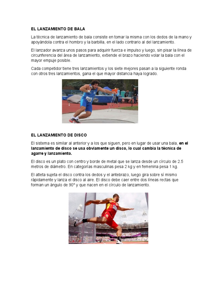Tipos de lanzamientos en atletismo | PDF