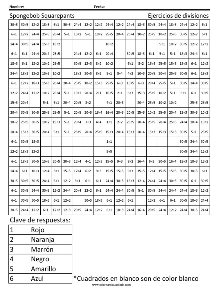 6AS Spongebob Squarepants Divisiones | PDF | Percepción visual | Arco iris
