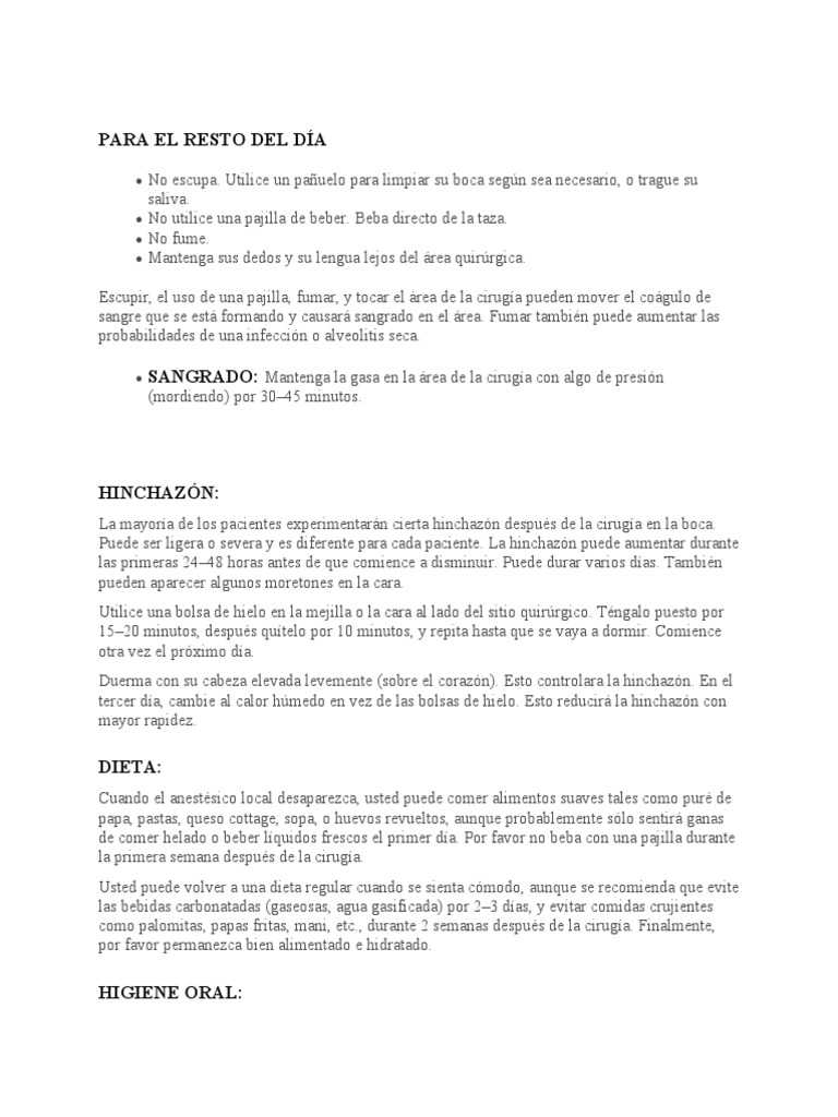 Cuidados Post Extraccion | PDF