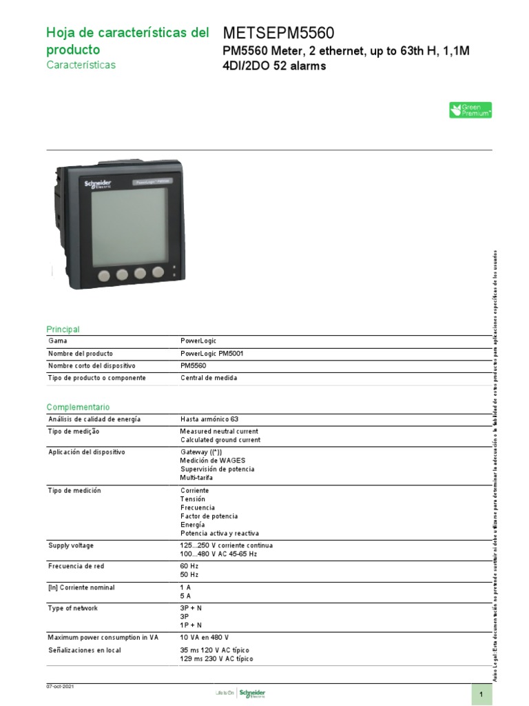 Serie PowerLogic PM5000_METSEPM5560 | PDF