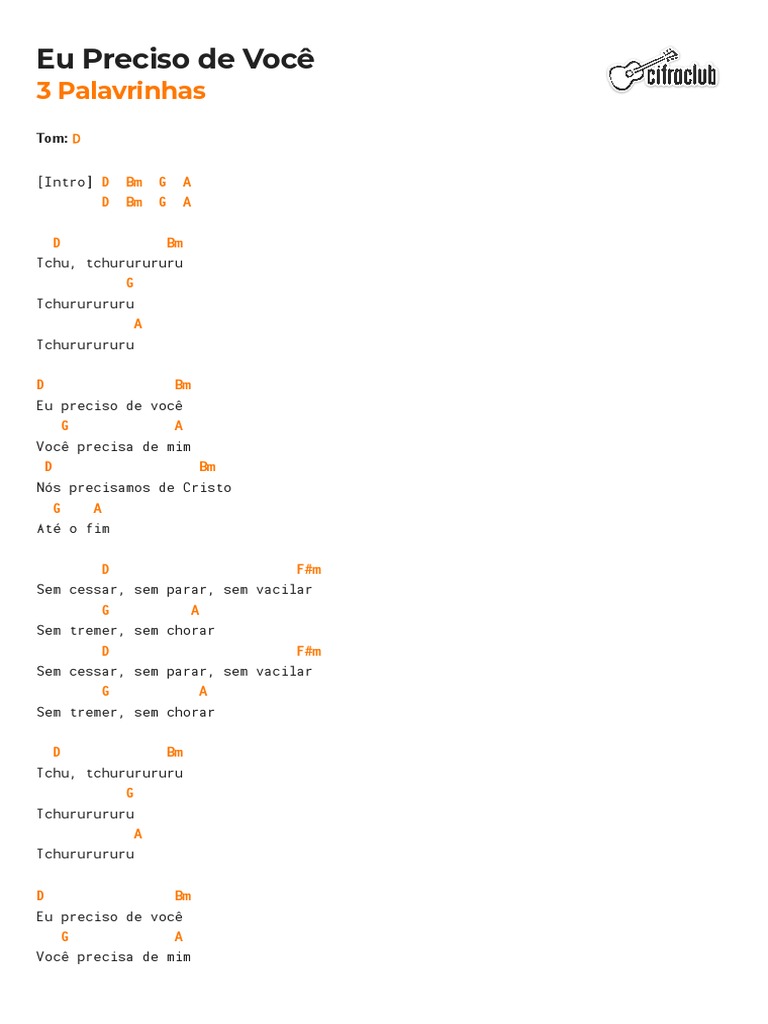Cifra Club - 3 Palavrinhas - Eu Preciso de Você | PDF
