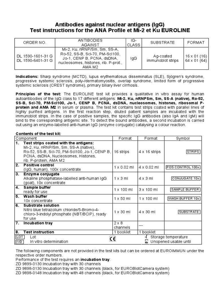ANA Profile Test Instructions for IgG | PDF | Macromolecules | Cell Biology