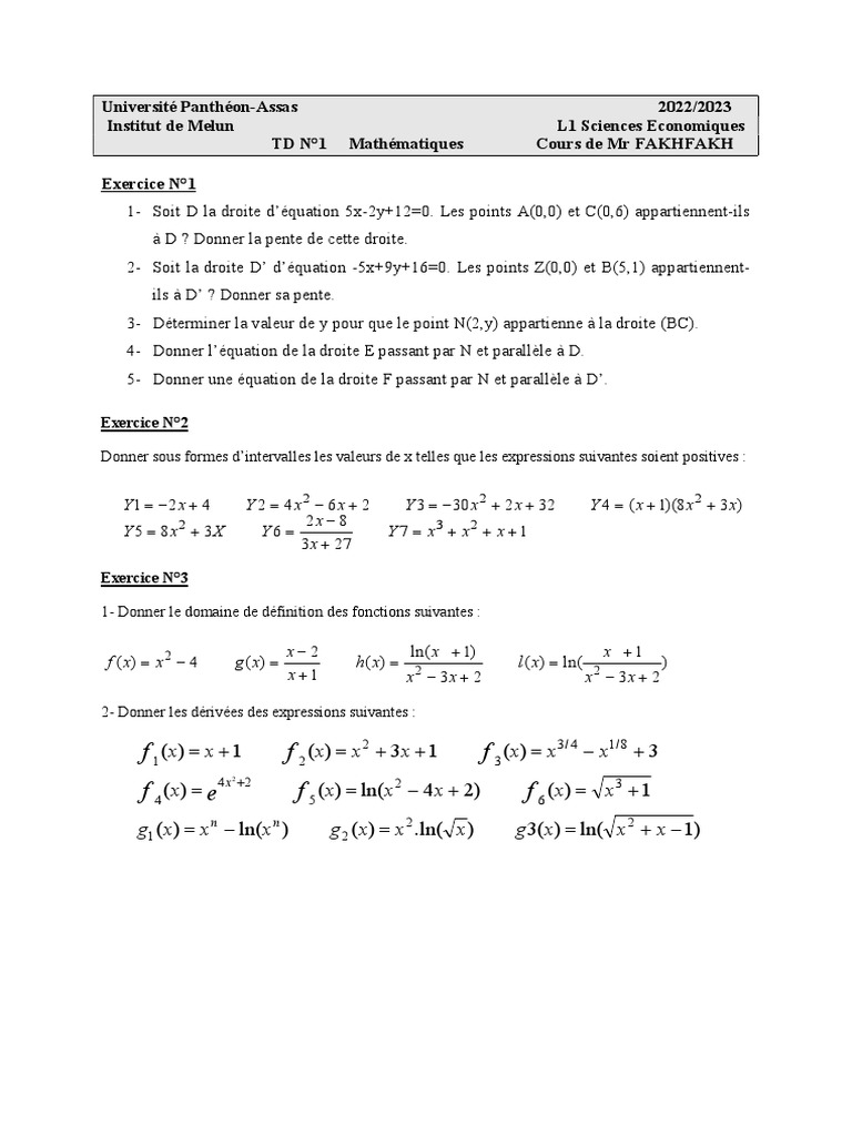 Mathématiques L1 ECO-GESTION | PDF Mathématiques L1 ECO-GESTION | PDF