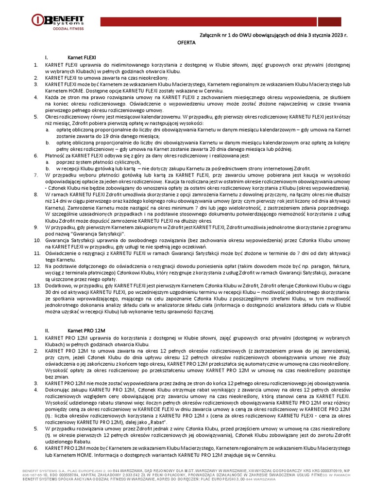 Zdrofit Oferta I Cennik | PDF