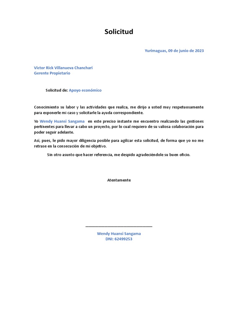 Solicitud Economico | PDF