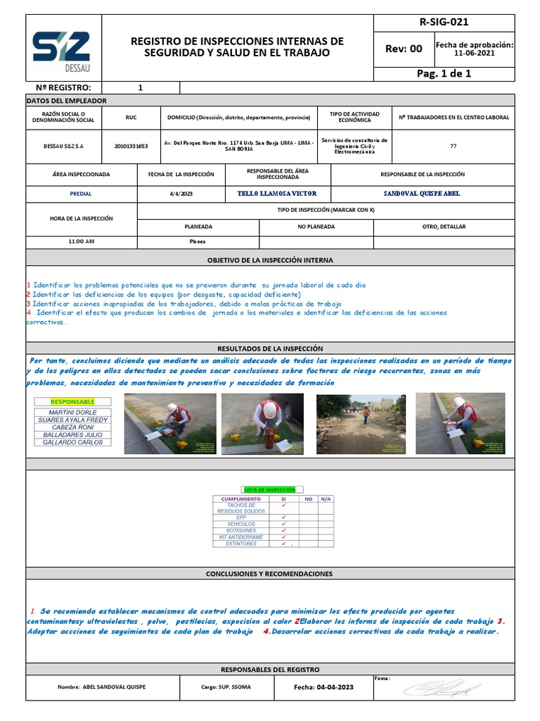 Informe de Inspección de Seguridad | PDF