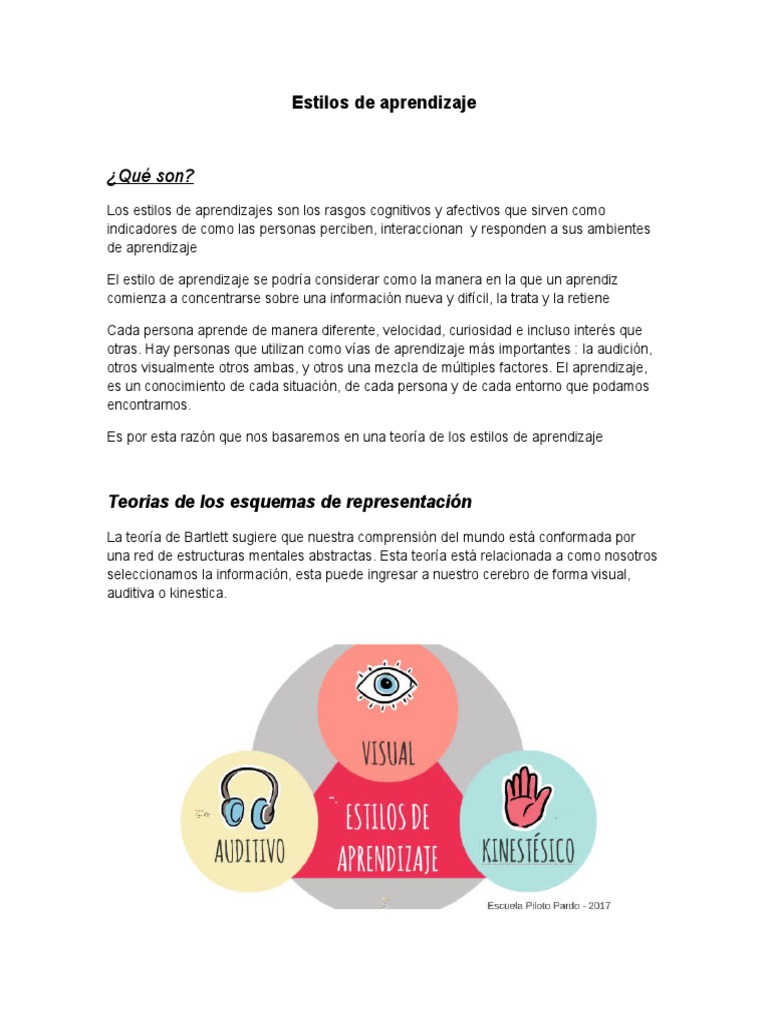 Estilos de Aprendizajes | PDF | Aprendizaje | Pensamiento