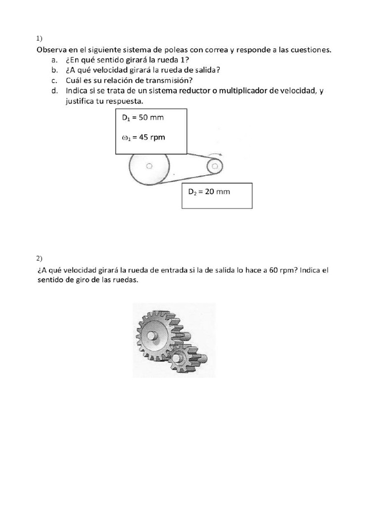 EJERCICIOS RUEDAS FRICCION | PDF